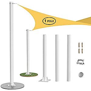 AZAP Shade Sail Poles,10ft Heavy Duty Sun Shade Poles with 3-Corner Brace Base, D-Ring Clamp, Section Poles, Poles for Sun Shades Outdoor(1 Pack)