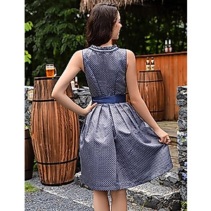 Seoria Womens Oktoberfest Costumes Plus Size 2 Piece Bavarian German Outfits Lace Apron Floral Carnival Dirndl Dress Blue 3XL