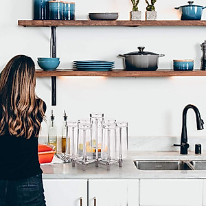 MRT Retractable Cup Drying Rack, Retractable Drying Rack and Sports Bottle Drainer Stand, Plastic Bag Drying Rack and Mug Tree with Antiskid Bottom for Kitchen Countertop(Gray)