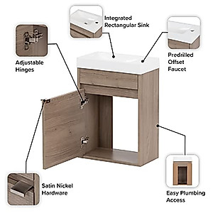 Spring Mill Cabinets Kambree Bathroom Vanity with Sink, 15.75 in. W x 8.66 in. D x 22.13 in. H, Forest Elm