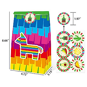 MOAXMOA Mexican Fiesta Candy Bags 24 PCS Party Favor Goodie Treat Bag Candy Treat Favors Bags Cinco De Mayo Themed Birthday Baby Shower With Cute Stickers