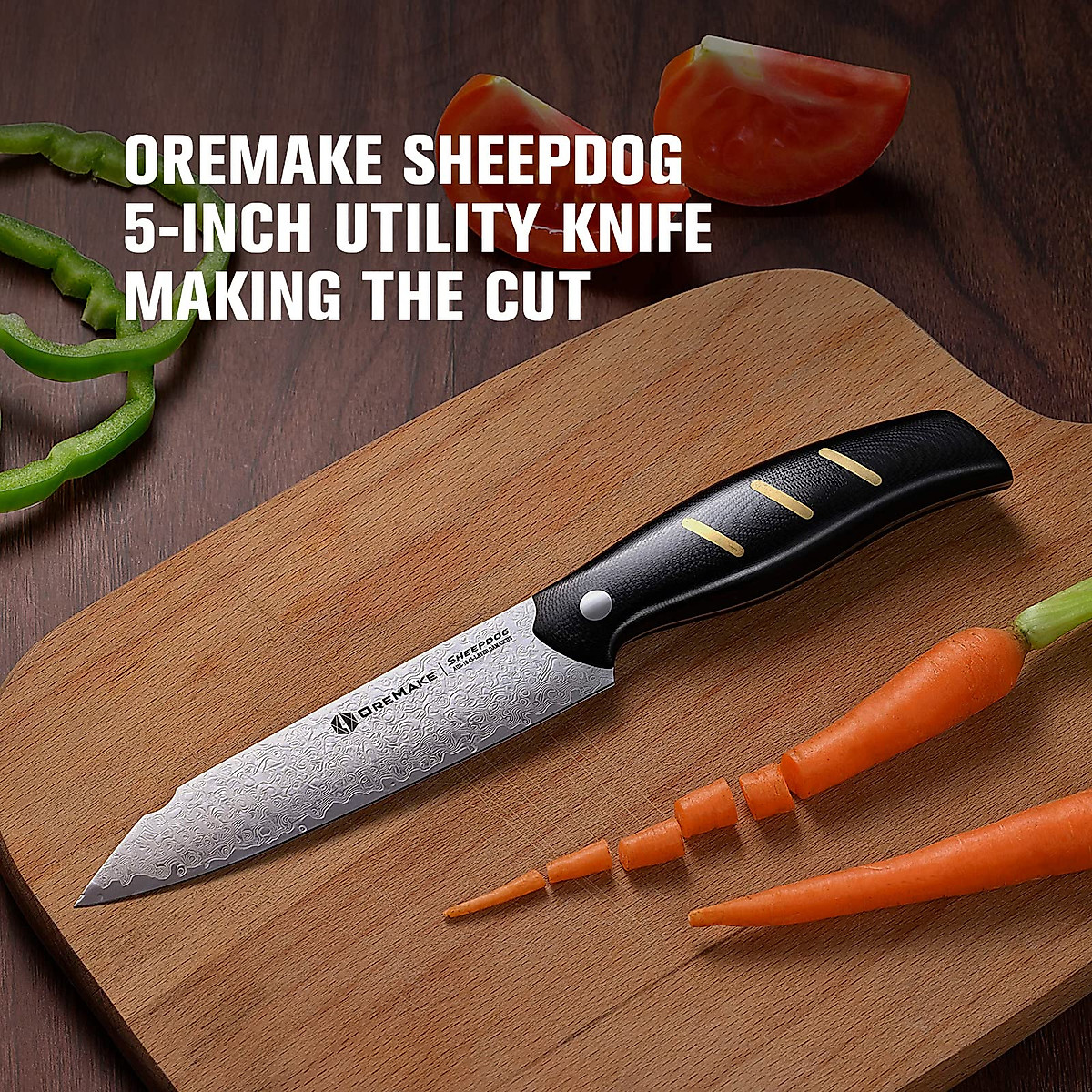 OREMAKE Sheepdog Chef's Knife - 5 Inch, Multipurpose Utility Knife for Cutting, Slicing, or Dicing