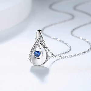 YLT Teardrop Urn Pendant Water Droplet Necklace for Ashes 925 Sterling Silver Memorial Keepsake Cremation Ashes Infinity Jewelry for Women