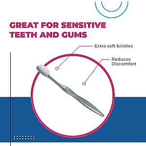 Tess Oral Health Extra Soft Toothbrush - Sensitive Teeth and Gums Extra Soft Bristle Toothbrushes (1 Dozen)