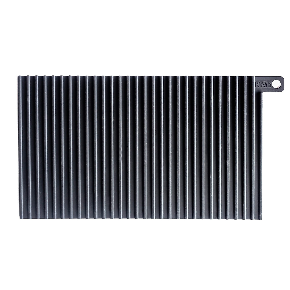 RSVP International Silicone Dual Use Sink Mat/Hot Pad, 12x7", Black