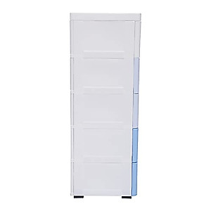 Gdrasuya10 5 Drawer Stackable Plastic Drawers Storage Cabinet Modern Bedroom Chest Closet Dresser Organizer for Clothes,Hallway Entryway,Home Furniture,Free Standing with 5 Wheels(Gradient Blue)