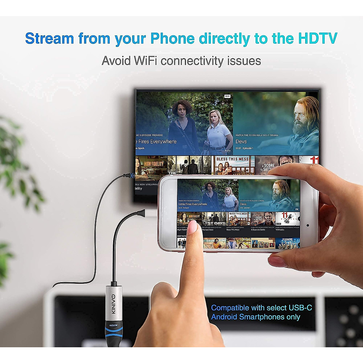 Kinivo 710UC USB-C Hub with USB C to HDMI Adapter - 25CM (4K 60Hz, 7 Ports- 3 USB 3.0 Ports, HDMI Port, 100W PD, SD and TF Card Readers)