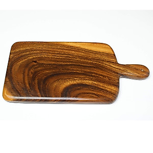 Wrightmart Wood Cutting Board for Kitchen, Server for Charcuterie, Bread, Cake, Fruit, Cheese, Vegetables and Appetizers, Acacia Hardwood, Reversible Paddle Design with Handle