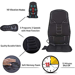 SLOTHMORE Vibration-Back-Massager with Heat, Back-Massage-Cushion, Chair Seat Massager with 10 Vibrating Nodes to Release Stress and Fatigue, for Home Office Use