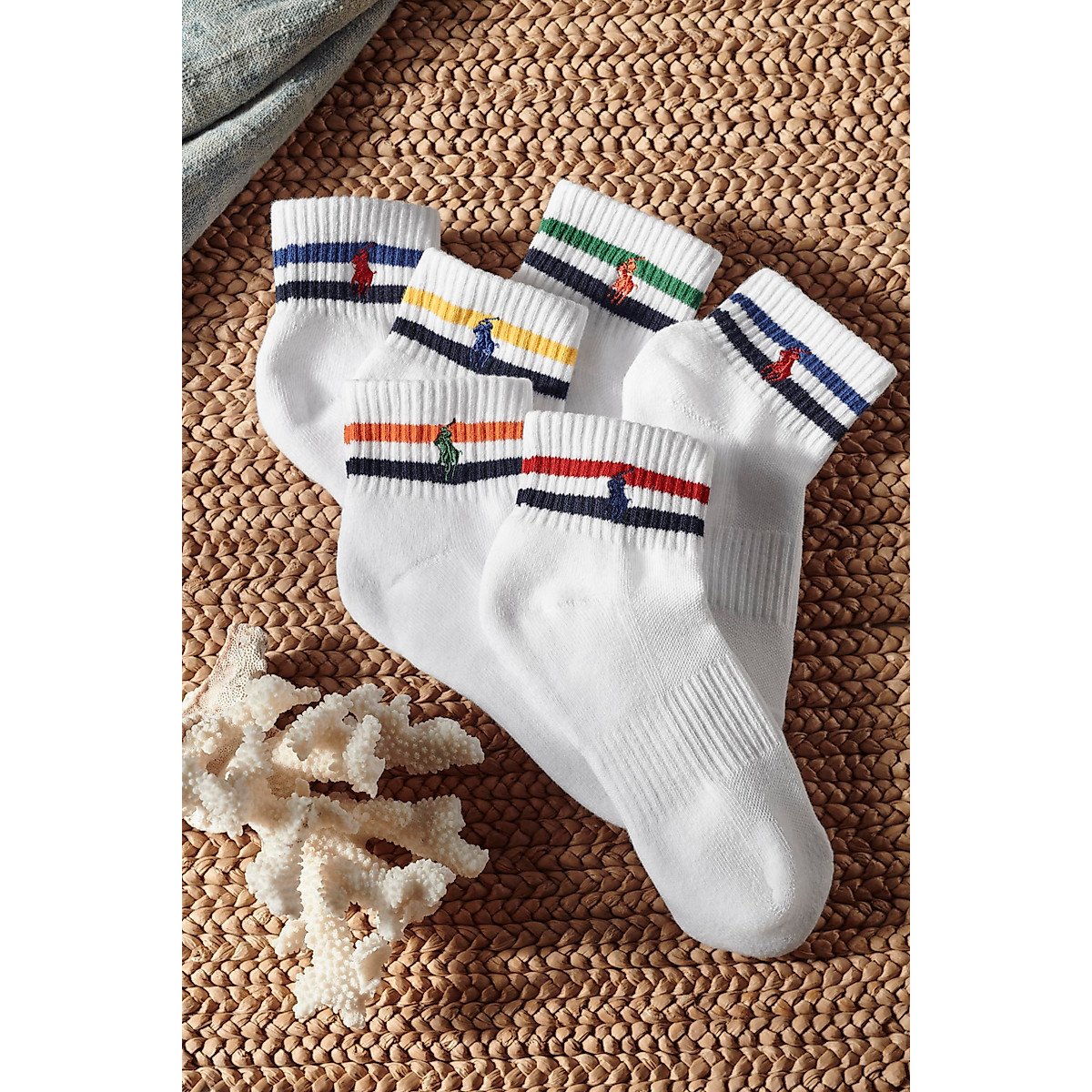 POLO RALPH LAUREN Men's Classic Sport Solid Socks 6 Pair Pack - Cushioned Cotton Comfort, Black, 6-12.5