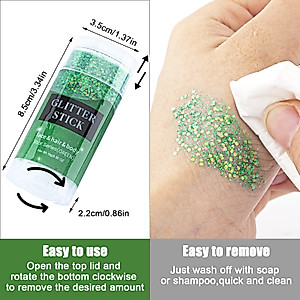 BowJian Green Body Glitter Stick Singer Concerts Green Face Glitter Fine Glitter Hairspray Green Hair Glitter Eyeshadow Green Glitter Face Paint Glitter Festival Rave Accessories Chunky Glitter Makeup