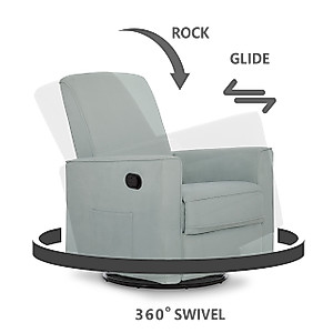 Evolur Raleigh Upholstered Plush Seating Glider Swivel, Rocker, Recliner, Glider for Nursery in Light Blue, Greenguard Gold Certified, Modern Nursery Recliner, Environmentally Conscious Glider