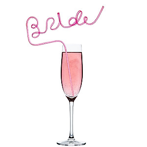 JRAINYE 8 Pcs Bride Straws for Bachelorette Party, Pink Plastic Drinking Straw Crazy Sipping Bridal Shower Decorations to Be Gift Party Supplies Wedding Girls Night Out, White