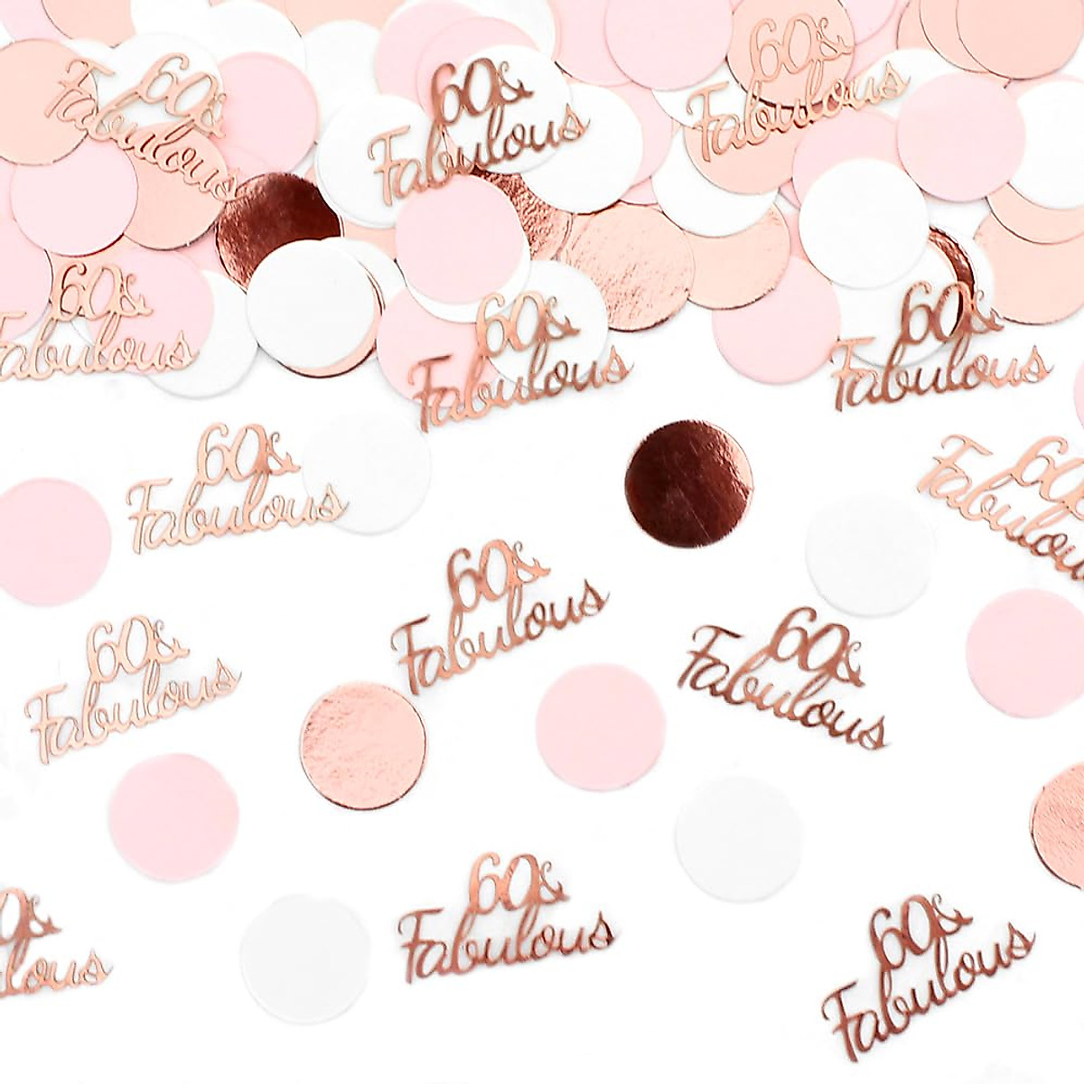 Rose Gold 60 and Fabulous Table Confetti 60th Birthday Decorations for Women,Happy Birthday/Wedding Anniversary Party Supplies 300PC