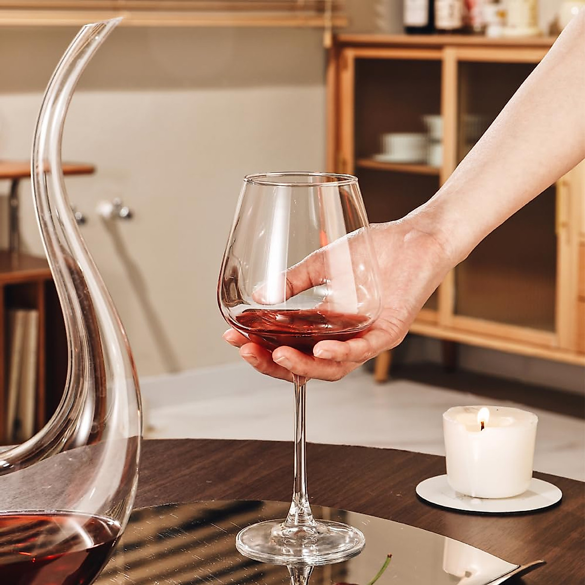 PTSTING Wine Glasses 20oz Clear Burgundy Red Wine Glass Large Wine Glass Set of 2 for Wine Tasting, Wedding Gift, Anniversary, Christmas, Birthday