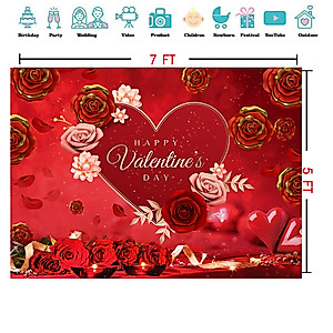CYLYH 7x5ft Valentine's Day Backdrop Beautiful Blossom Love Heart Valentine's Day Party Bridal Shower Wedding Anniversary Decoration Valentine's Day Banner D556