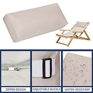 Rasugarlary Headrest Pillow for Pool Chaise Lounge, Pool Lounge Pillows Outdoor with Elastic Band for Recliner and Pool Patio Chairs, Head Neck Support Pillow (Linen, 22x8x4)