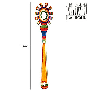 Baltique Marrakesh Collection 12-1/2" Wooden Spaghetti Spoon and Pasta Server with Teeth