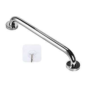 16 Inch Stainless Steel Shower Grab Bar, ZUEXT Chrome Shower Handle, Bathroom Balance Bar, Safety Hand Rail Support Bar for Handicap Elderly Injury, Senior Assist Bath Tub Wall Concealed Mount Handle