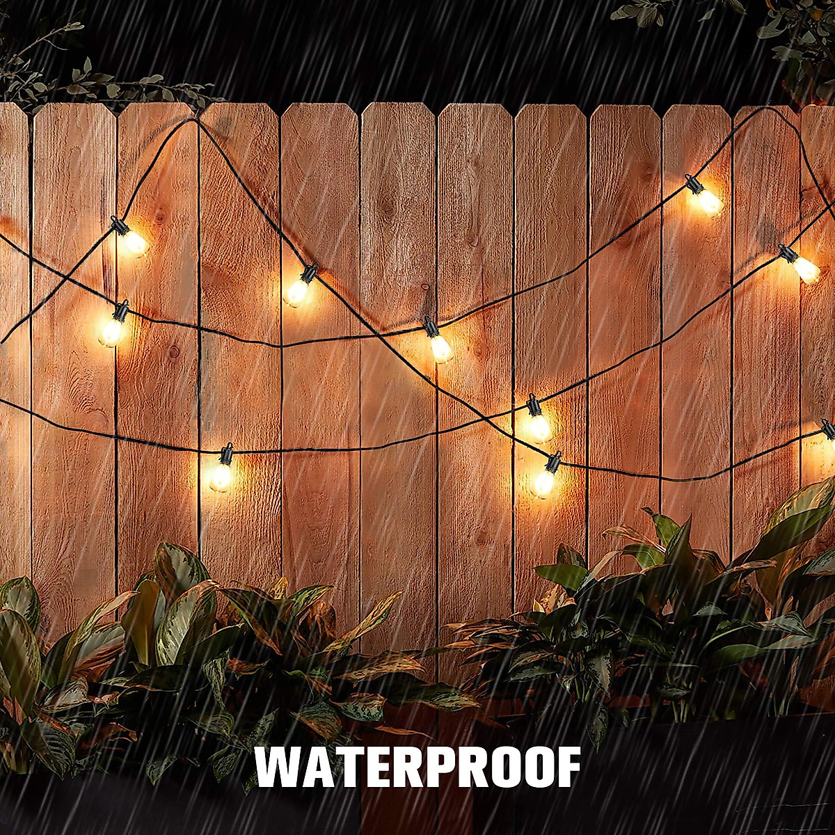 OOOLED Solar String Lights Outdoor Waterproof 35FT with Shatterproof ST38 LED Bulbs, 2700K Solar Lights with Remote, Solar String Lights for Outside, Camping, Yard