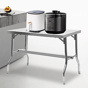 YIYIONCE Commercial Worktable & Workstation 48 x 24 In Stainless Steel Table Folding Food Workbench with 1102 LBS Load Heavy-duty Food Preparation Tables Kitchen Table for Restaurants Cafes | US STOCK