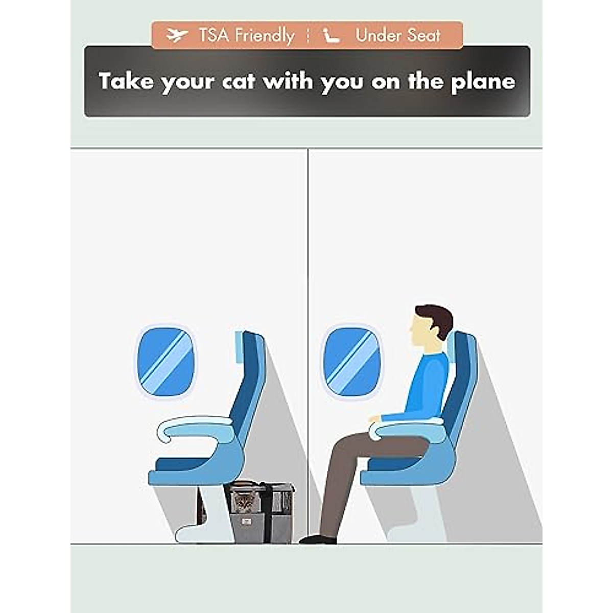 Lekereise Cat Dog Carrier with Wheels Airline Approved Rolling Pet Carrier with 1 Bowl, Grey