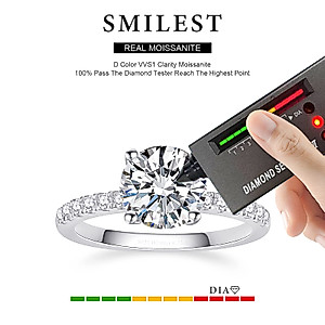 AmoreNel Moissanite Engagement Ring for Women,2/3 CT D Color VVS1 Clarity Round Cut Solitaire Lab Created Diamond Moissanite Ring,S925 Sterling Silver, Halo Promise Wedding Rings