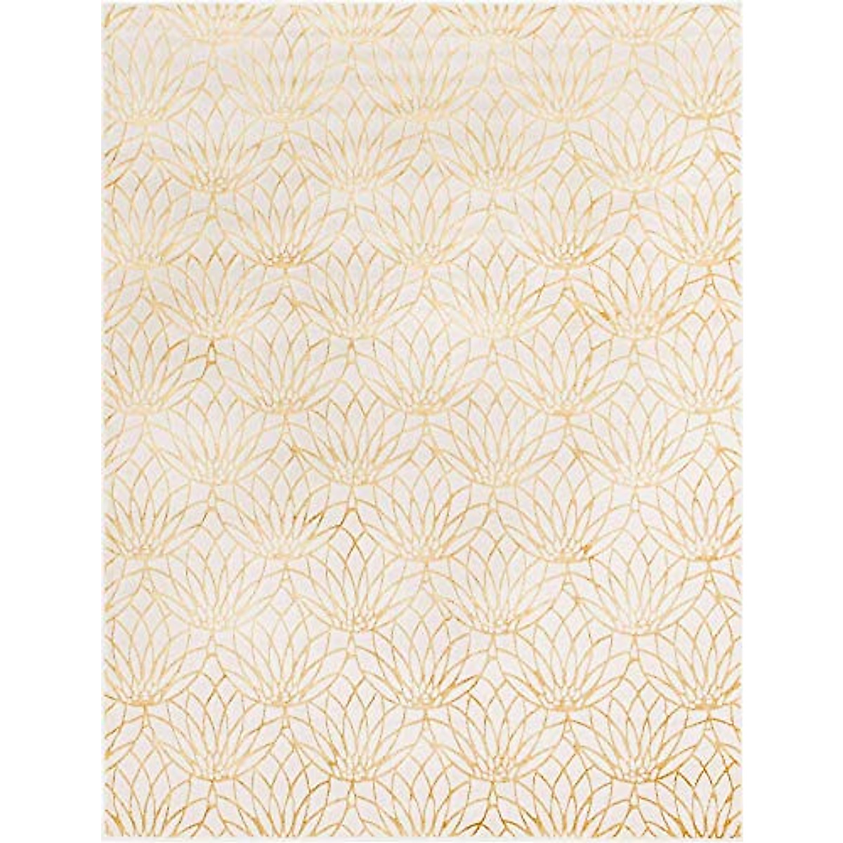 Unique Loom Glam Collection Geometric, Floral, Metallics, Modern, Chic Area Rug, 8 ft x 10 ft, White/Gold