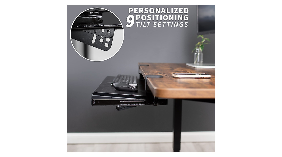 VIVO Large Tilting Keyboard Tray - Space-Saving Under Desk Mount