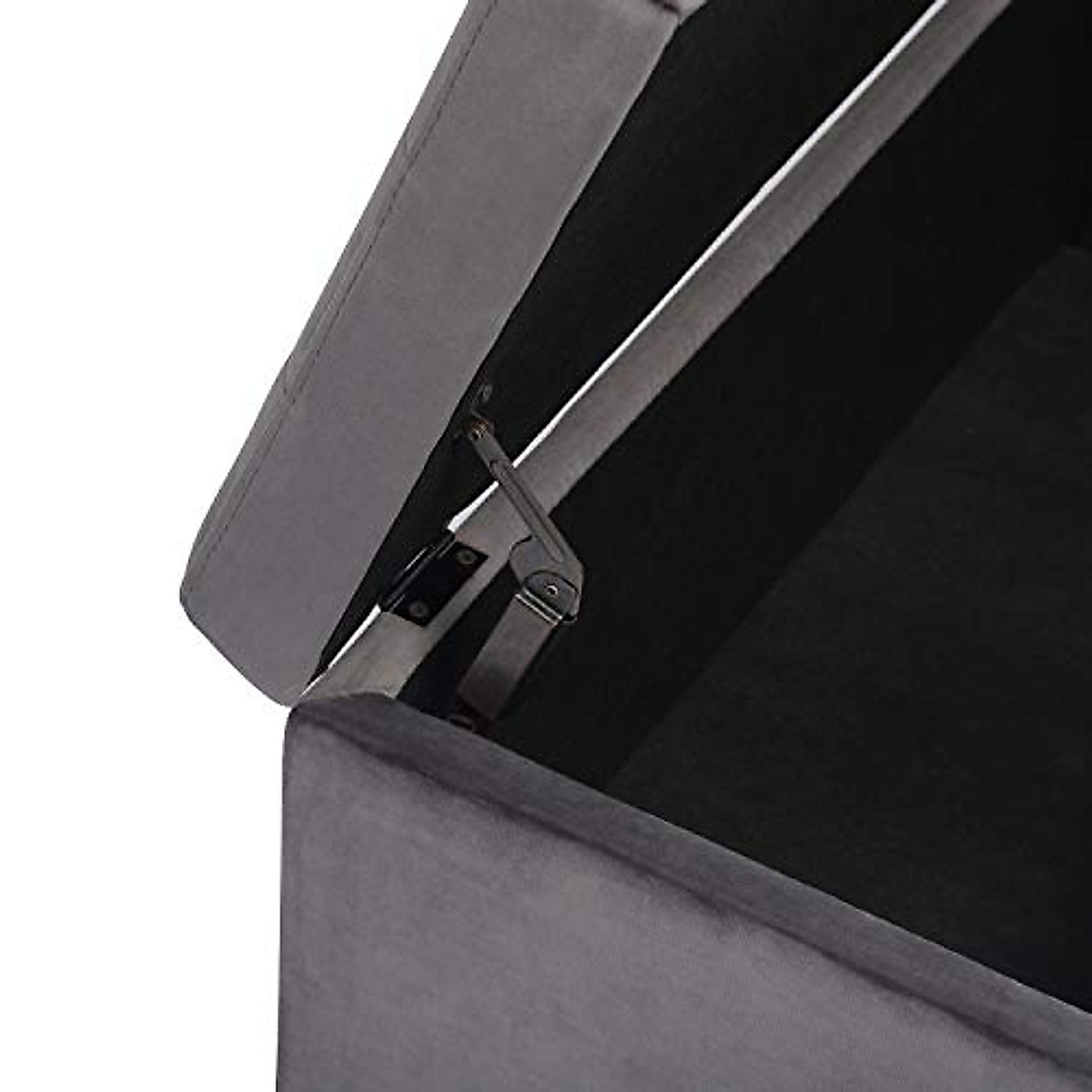 Homy Casa 30'' Storage Ottoman Tufted Velvet Ottoman Bench Upholstered Ottoman with Storage/Lid/Hinge, Modern Foot Rest Stool for Living Room Bedroom Entryway, Grey
