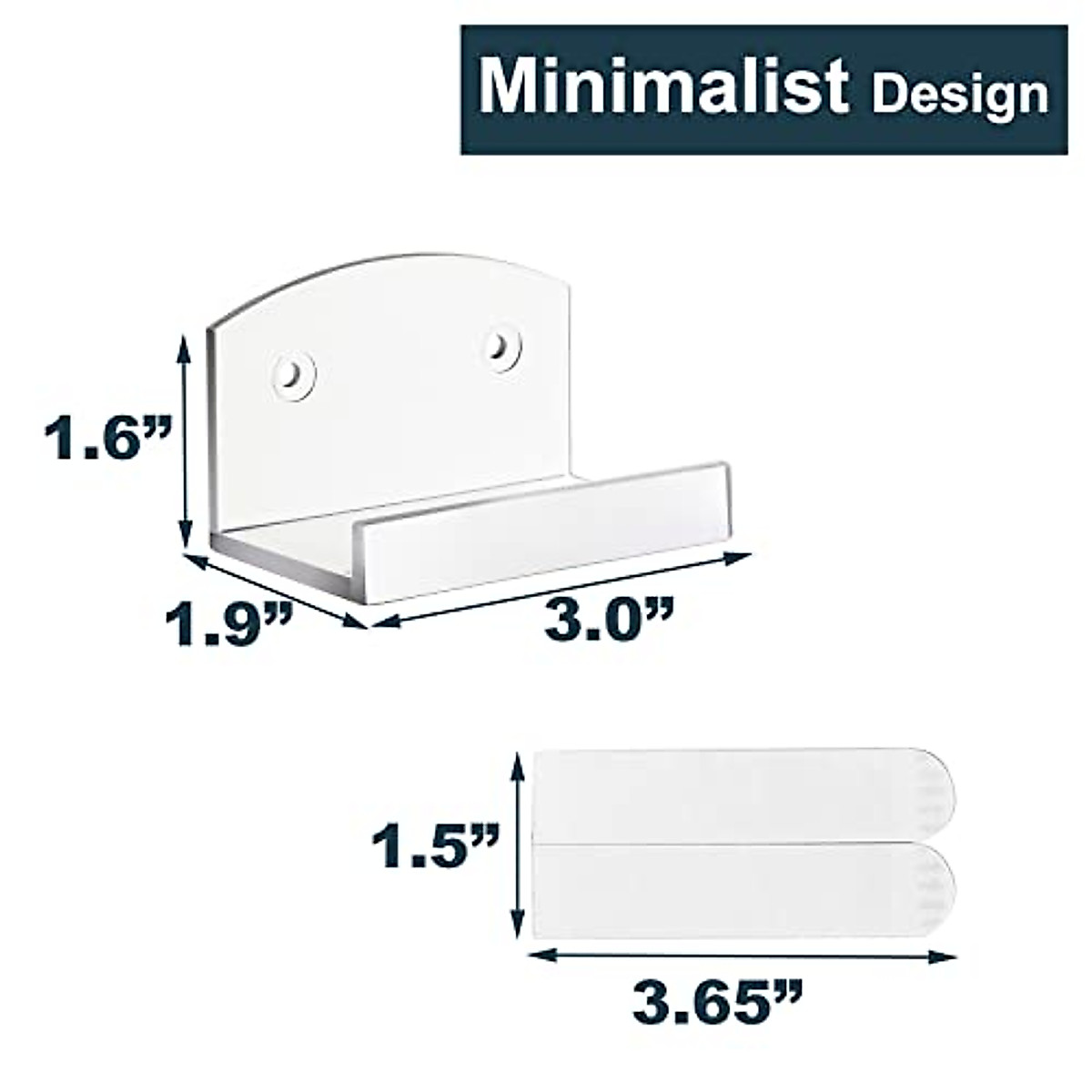 6 Adhesive Vinyl Record Holder, Strong Hold Album Record Wall Mount, Minimalist Vinyl Album Display Shelf for Wall Collection in Home Office - Clear