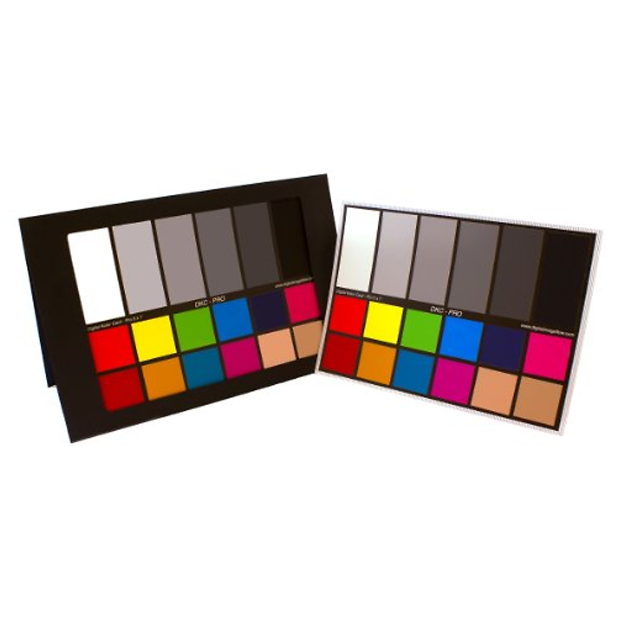 DGK Color Tools DKC-Pro 5" x 7" Set of 2 White Balance and Color Calibration Charts with 12% and 18% Gray - Pro Quality - Includes Frame Stand and User Guide