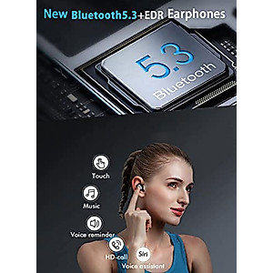True Wireless Earbuds Bluetooth 5.3 Headphones Waterproof IPX7 Sports Wireless Ear buds with Microphone in-Ear Headphones Workout Running TWS Wireless Earphones with Charging Case for iPhone Android