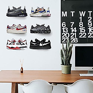 Floating Shoe Shelves for Closet Wall Set of 12, Floating Shoe Display Clear Acrylic Sneaker Shelves to Show Top Shoes and Sneaker Collection, Includes Shelves Shoe Organizers with Cross Screws