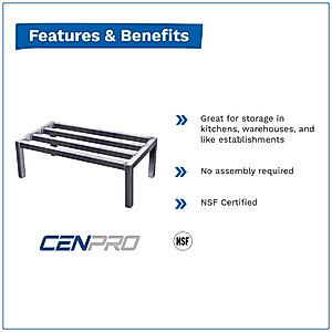 CenPro Commercial NSF Aluminum Dunnage Rack - 1,500 lb. Weight Capacity - 36"x20"x12" (28W-135)