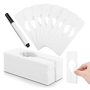 CALIDAKA 30 White Clothing Rack Size Dividers Rectangular Clothing Hangers Dividers with A Bo-nus Marker,Blank Hanger Separator Writable & Reusable for Sorting Clothes Size,Color(White,Size:5x2inch)