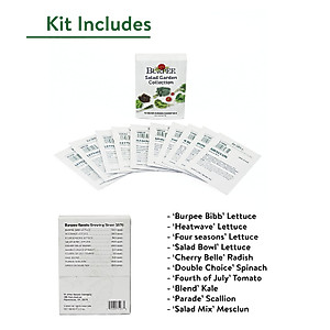 Burpee Salad Garden Collection 10 Packets of Non-GMO 4 Lettuce Varieties Tomato, Radish, Spinach, Kale, Scallions & Mesclun Mix | Seeds for Planting Vegetables