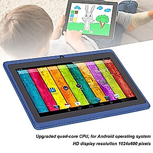 PUSOKEI Kids Tablet, 7in Tablet PC, Quad Core CPU, RAM 512MB, 8GB ROM, Eye Protection Screen, FrontRear Camera, WiFi, 4.0, 2600mAh Battery, for 4.2 (Blue)