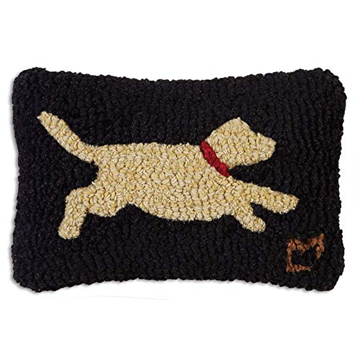 Chandler 4 Corners Artist-Designed Running Yellow Dog Hand-Hooked Wool Decorative Throw Pillow (8” x 12”)