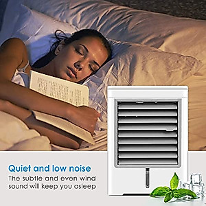 Vivibyan Personal Air Cooler, Portable Evaporative Conditioner with 3 Wind Speeds Touch Screen Small Desktop Cooling Fan, Mini Fan for Home, Bedroom Room, Office, Dorm, Car, Camping Tent, NEW WHITE