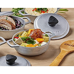 IMUSA USA 0.7Qt Traditional Colombian Mini Caldero (Dutch Oven) for Cooking and Serving, 0.7 Quart, Silver