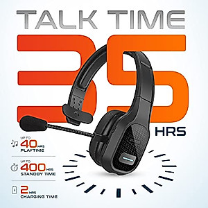 Delton Professional Wireless Computer Headset with Mic | On Ear Bluetooth 5.0 Wireless Headset, 30 Hour All Day Talk Time for Truck Drivers, Home Office, Call Centers (with Bluetooth Dongle, 2-Pack)