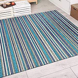Couristan Cape Brockton Indoor/Outdoor Area Rug, 5'3" x 7'6", Cobalt Blue-Teal