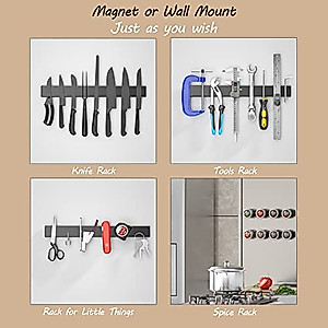 SUBTRACTION Magnetic Knife Strip,No Drilling 16 Inch Stainless Steel Knife Holder,Space-Saving Knife Rack/Knife Bar,Kitchen Knife Storage Organizer,black 1.