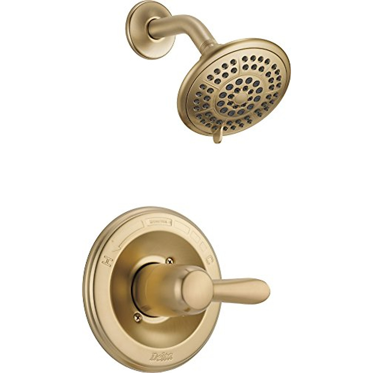 Delta Faucet Lahara 14 Series Single-Function Shower Faucet Set, 5-Spray Shower Head, Shower Handle, Gold Shower Faucet, Delta Shower Trim Kit, Champagne Bronze T14238-CZ (Valve Not Included)