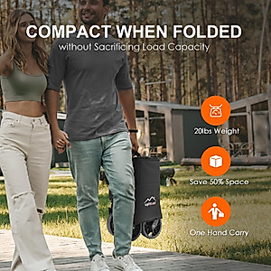 Uyittour Wagon Cart Heavy Duty Foldable, Collapsible Folding Wagon with Compact Folding Design, Utility Grocery Wagon with Side Pocket and Brakes for Shopping, Sports, Camping and Garden