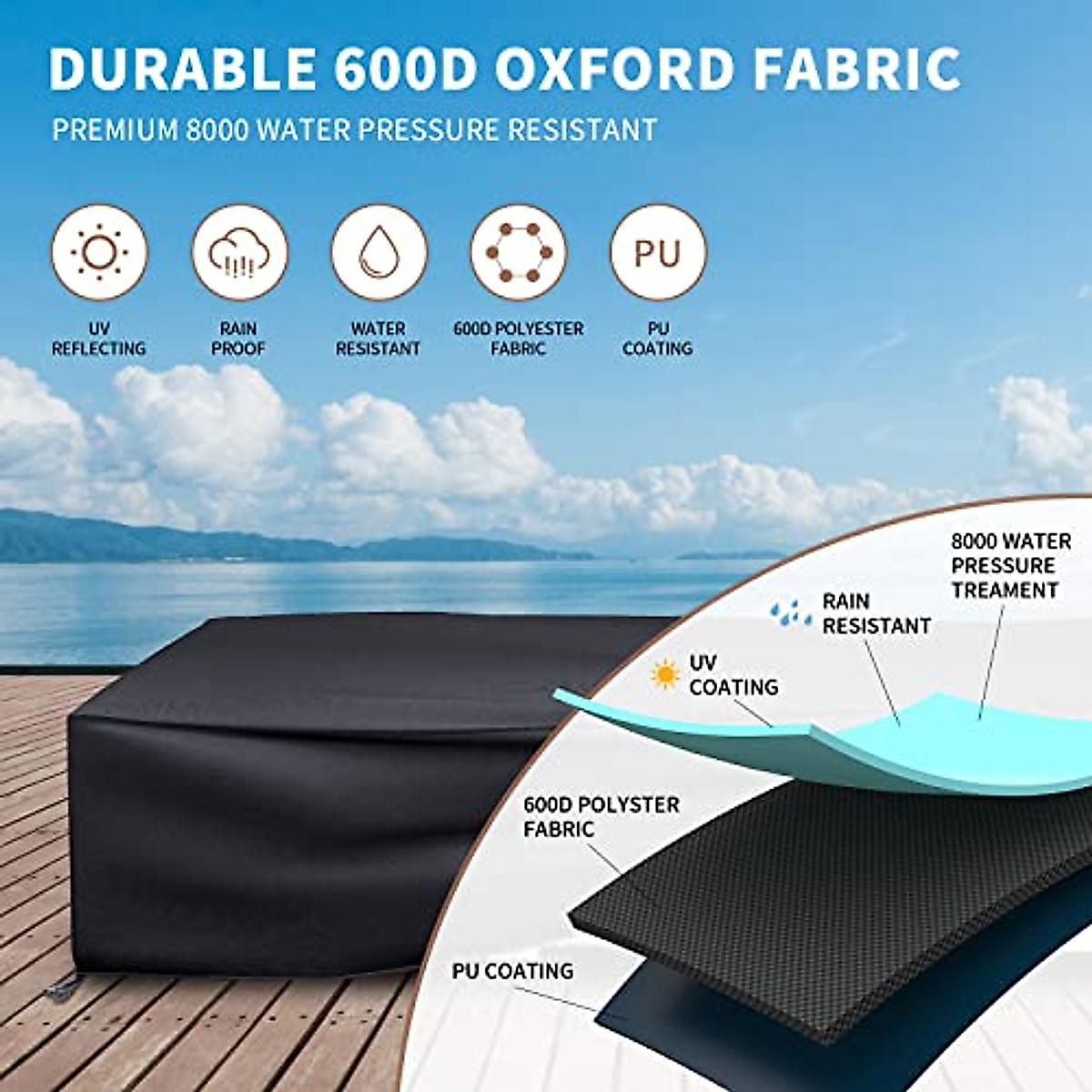 Outdoor Furniture Cover Waterproof, Patio Furniture Covers for Outdoor Table and Chair Set, Heavy Duty 600D Conversation Set Covers, Outside Dining Set Cover 126" L x 63" W x 28" H