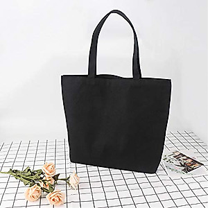 Segarty Blank Canvas Tote Bags, 3 Pack 16.5 x 13.4 Inches 12Oz Natural Reusable Grocery Shopping Bags Bulk, Plain Bag to Decorate Crafts DIY, Large Black Canvas Bag for Women Beach Travel