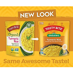 Tasty Bite Organic Turmeric Rice, 8.8 Ounce, Pack of 6, Ready to Eat, Microwavable, Vegetarian, Gluten-Free