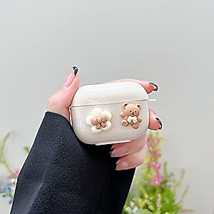Compatible with AirPod Pro Case Cute Kawaii Airpods Pro Case Cute Airpod Pro Cases Cover Silicone Airpods Pros Case Bear Design with Pearl Keychain for Girls Women(AirPods Pro Case)